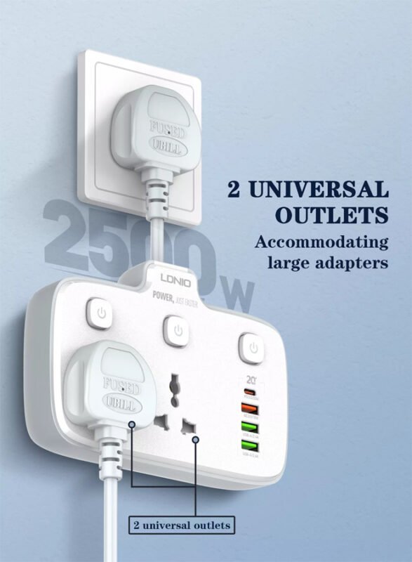 LDNIO SC2413 Multi Plug Adaptor 2 Way Plugs Extension Multi Sockets ...