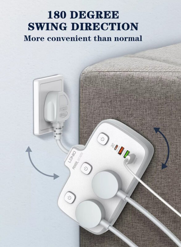 LDNIO SC2413 Multi Plug Adaptor 2 Way Plugs Extension Multi Sockets ...